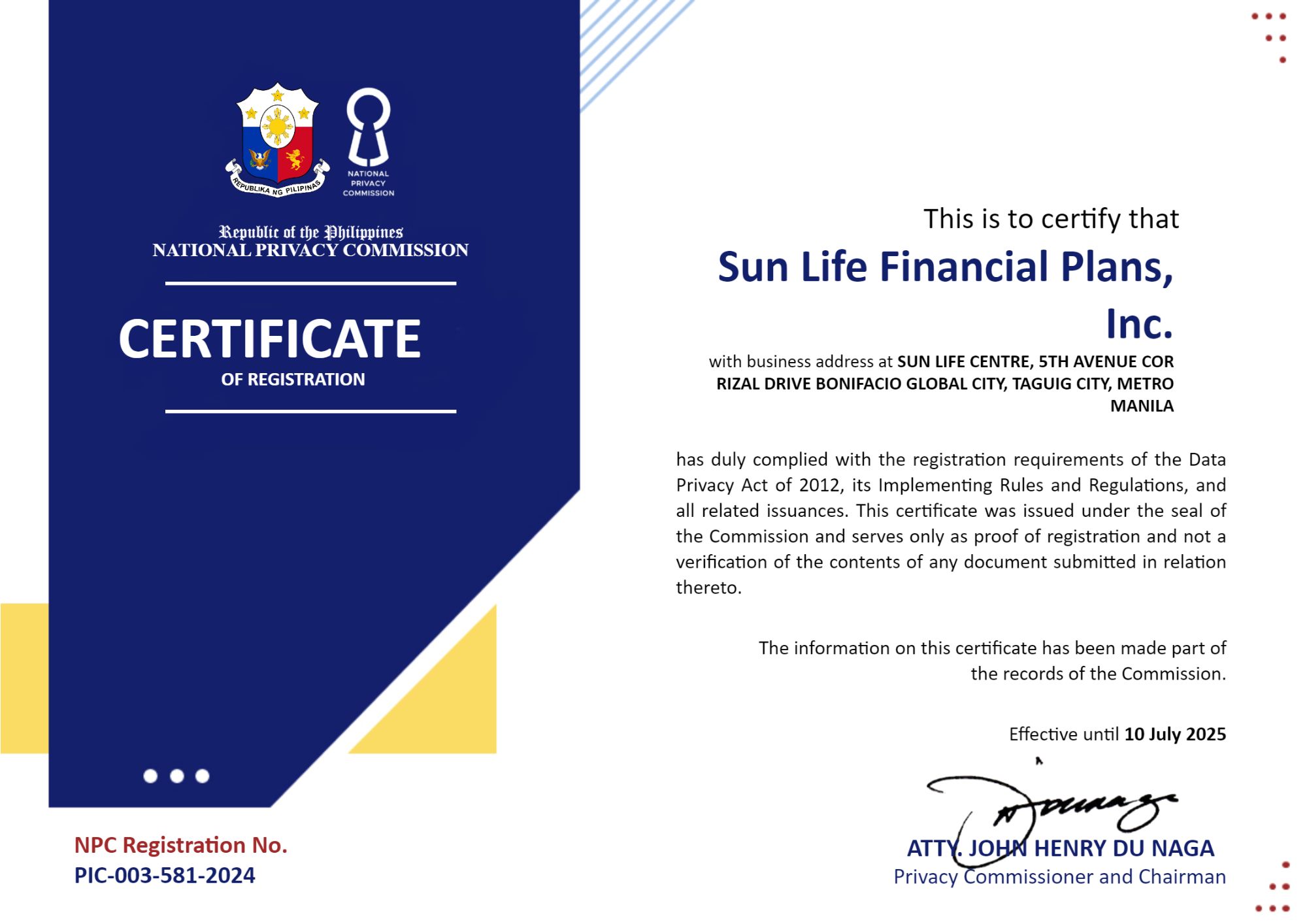 Online Privacy Statement | Sun Life Philippines
